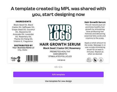 Hair Growth Oil Label Template – Morrows Private Label